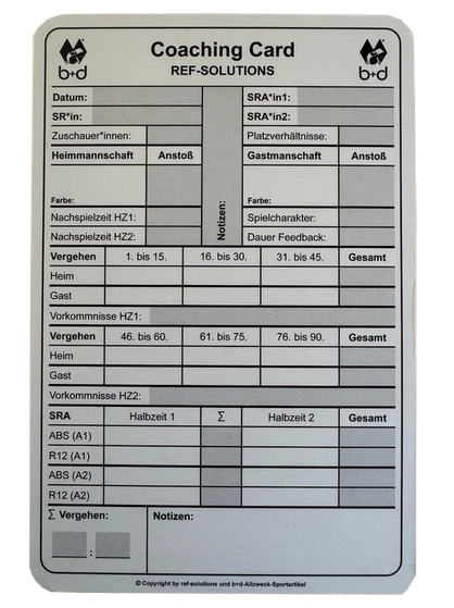 Coaching Card kaufen – 50 Stück, Spielvorgänge dokumentieren ...